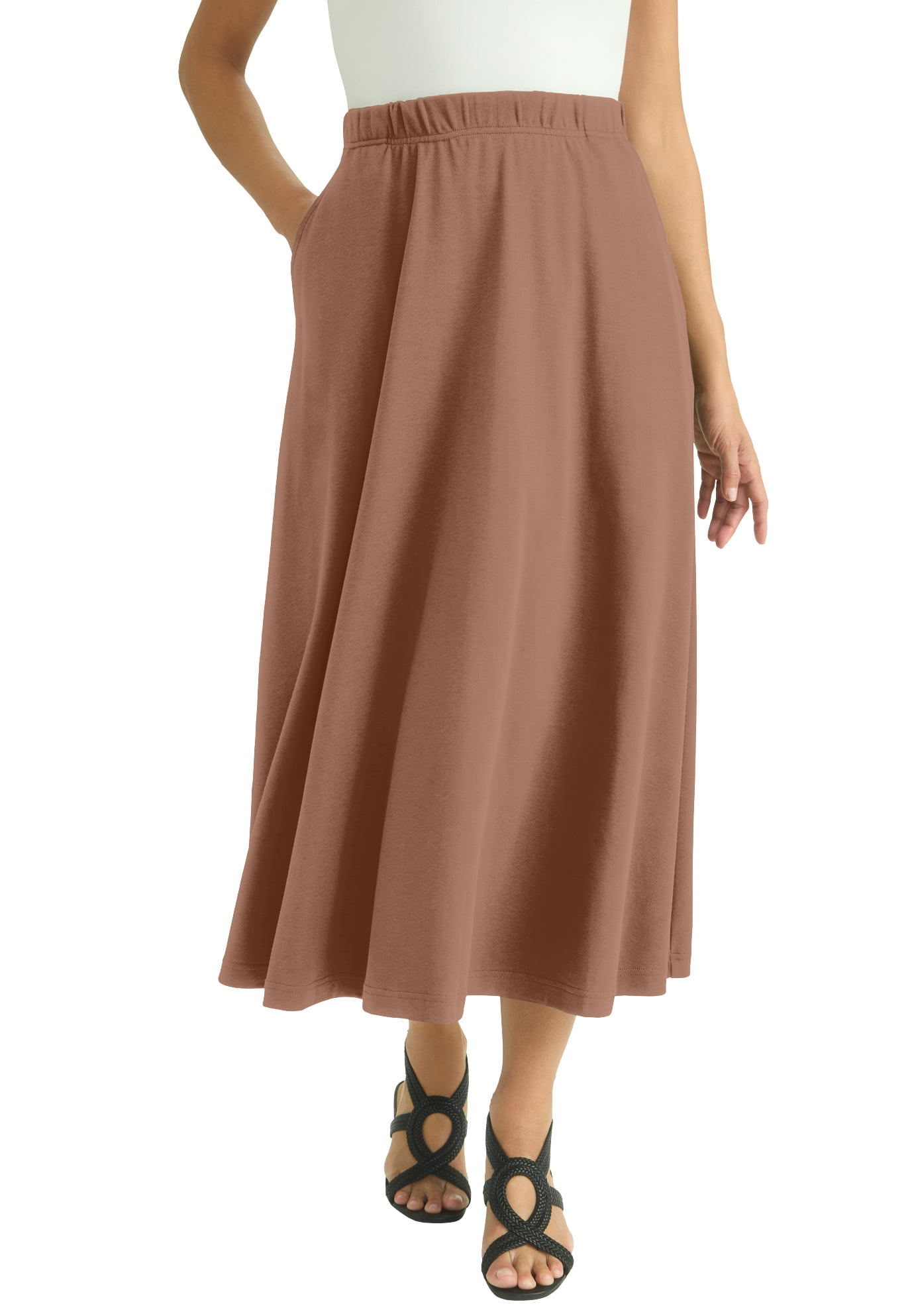 Jessica London Women's Plus Size Soft Ease Midi Skirt - Walmart.com