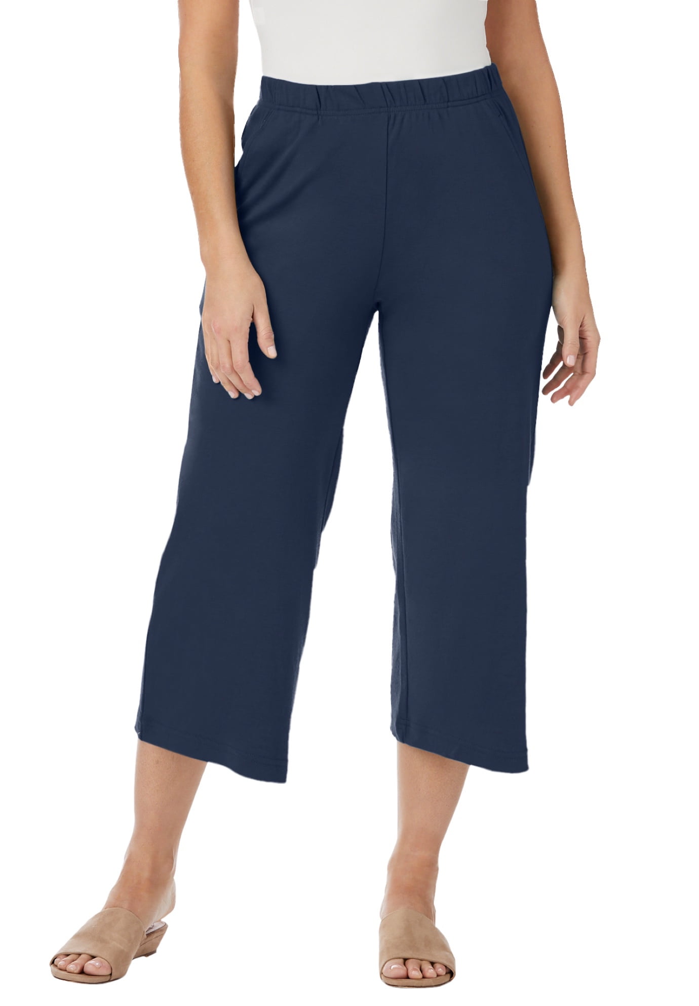 Jessica London Women's Plus Size Soft Ease Wide Crop - Walmart.com