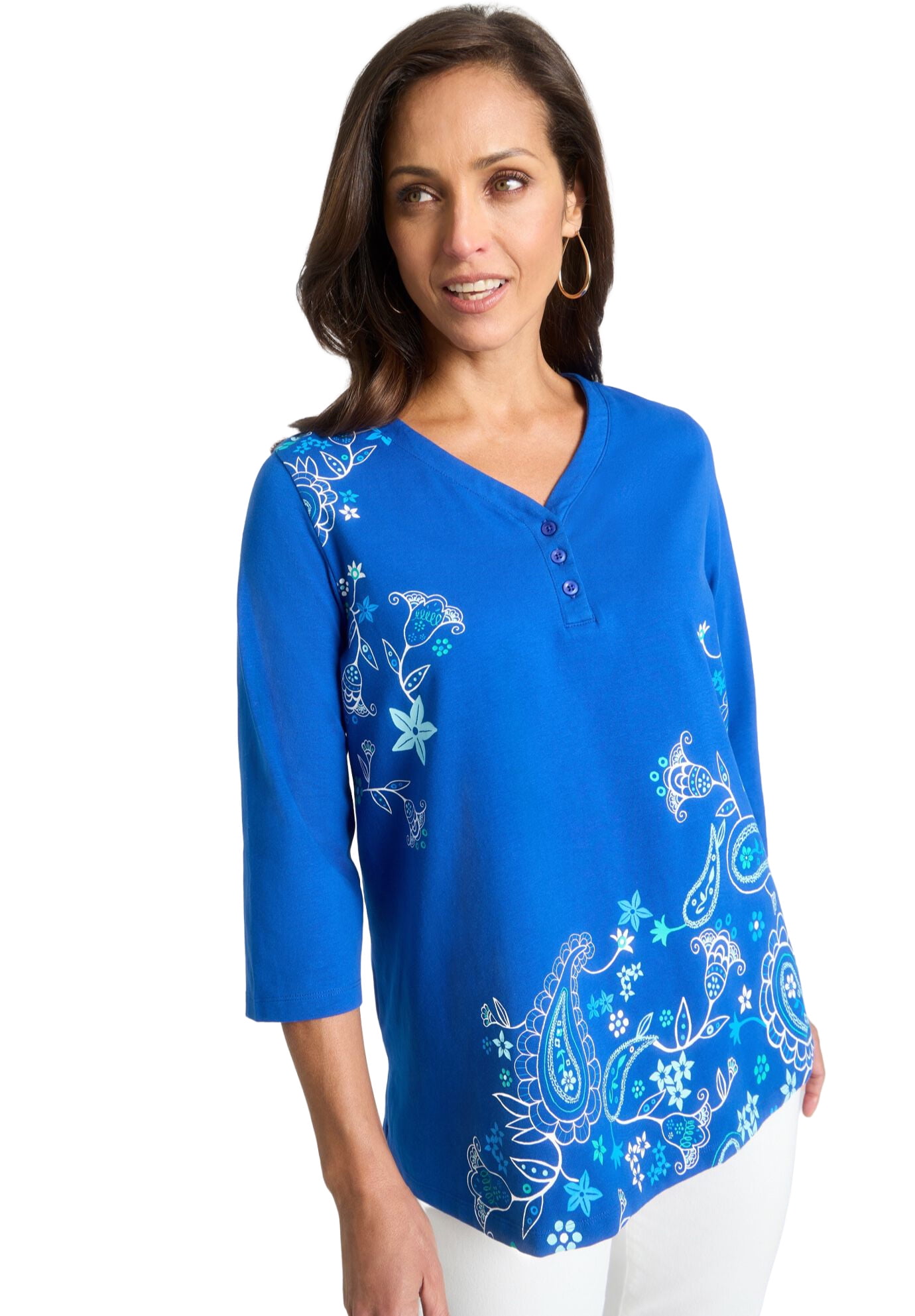 Jessica London Women's Plus Size Stretch Cotton Henley Top - Walmart.com