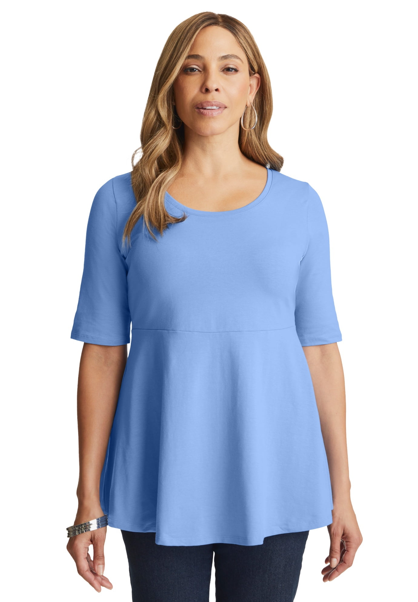 Jessica London Women's Plus Size Stretch Cotton Peplum Tunic - Walmart.com