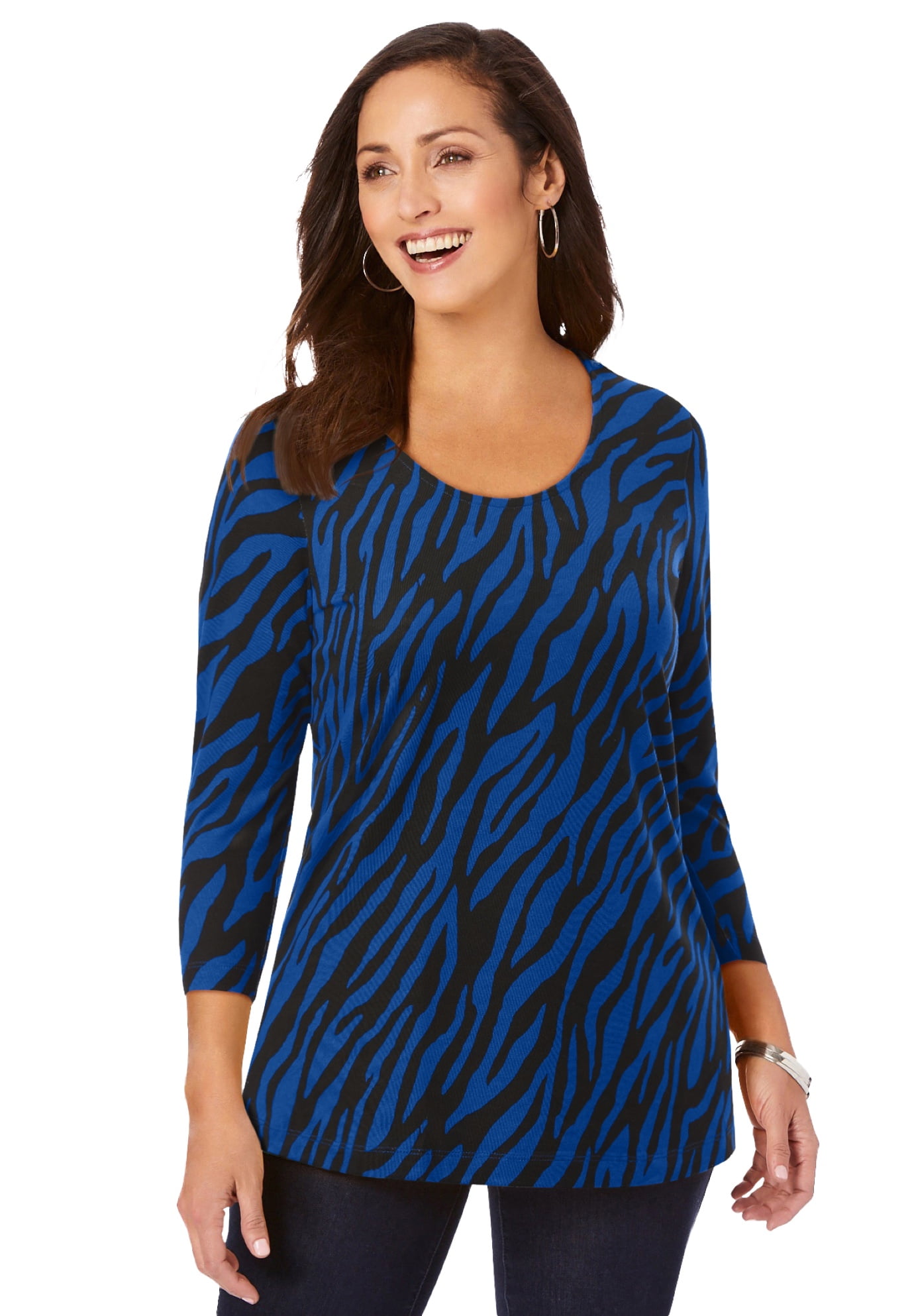 Jessica London Women's Plus Size Stretch Cotton Scoop Neck Tee ...