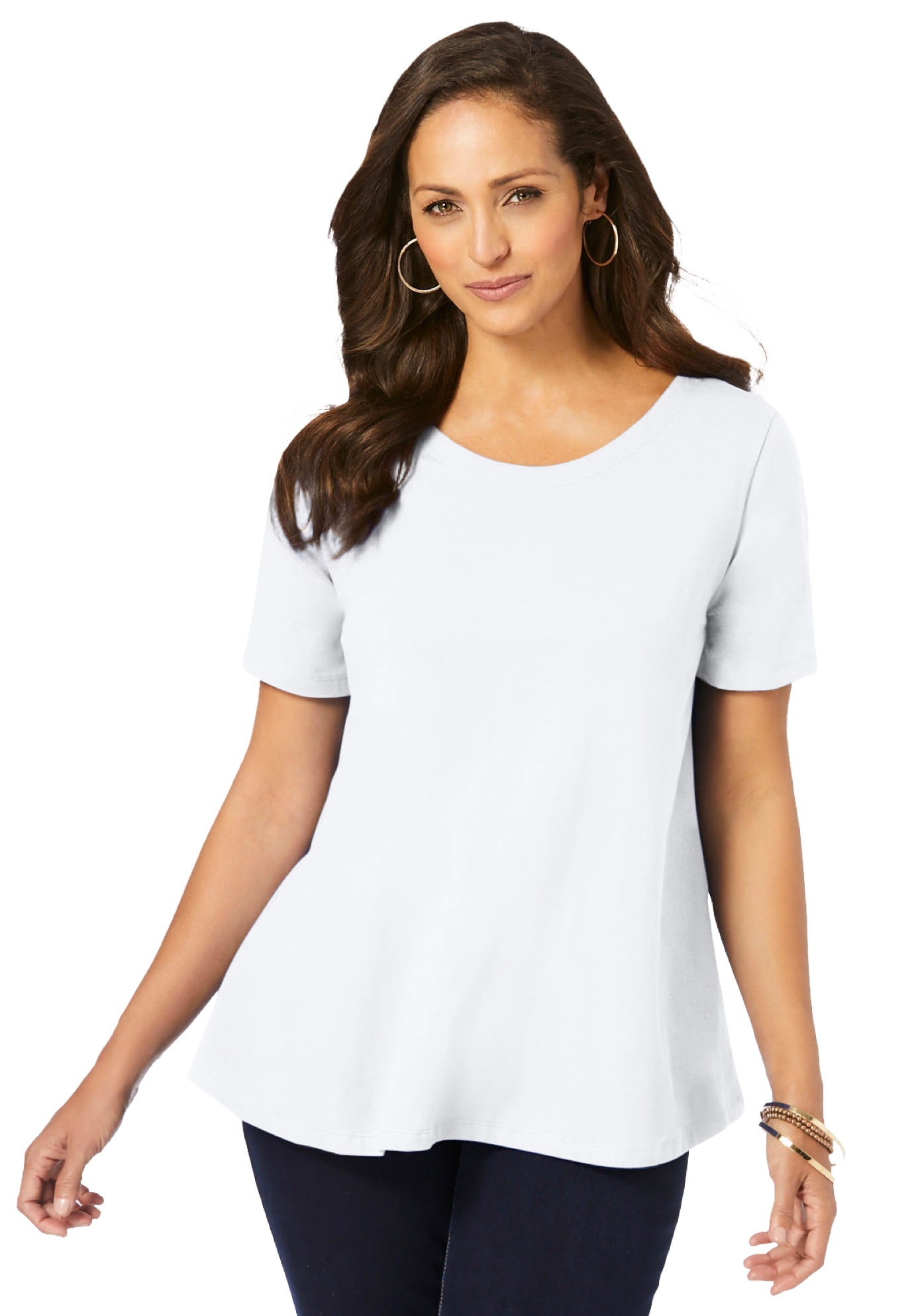Jessica London Women's Plus Size Stretch Cotton Trapeze Tee - Walmart.com