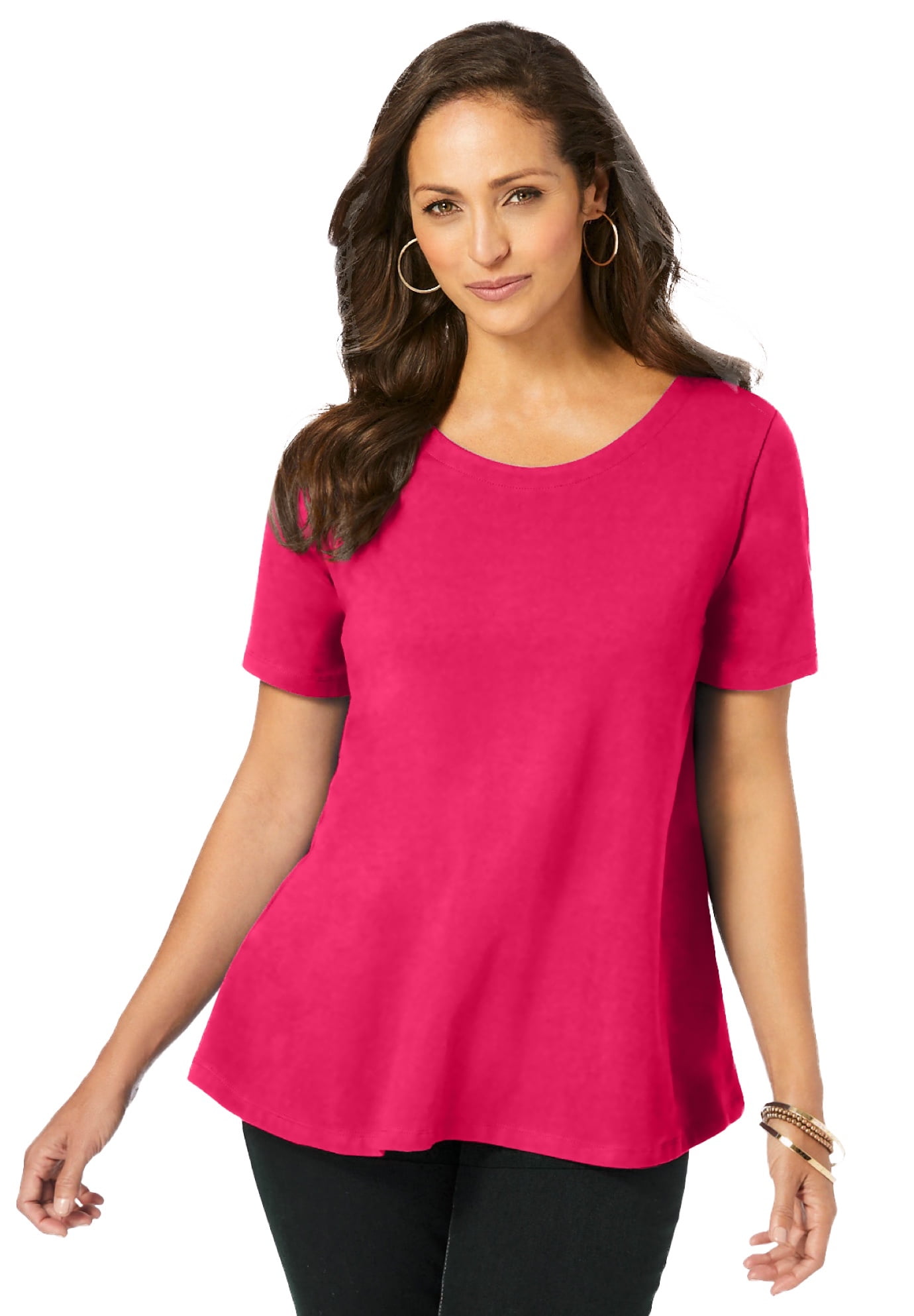 Jessica London Women's Plus Size Stretch Cotton Trapeze Tee - Walmart.com