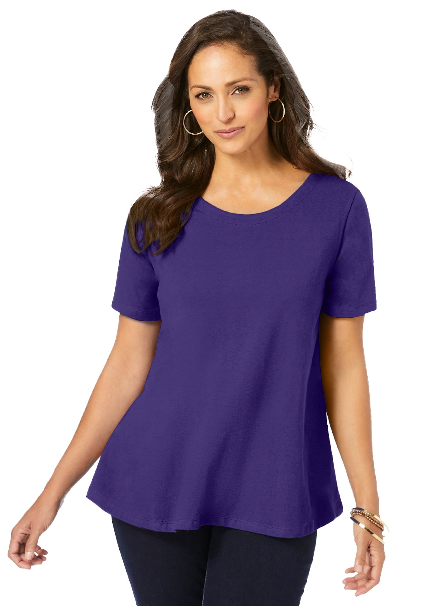 Jessica London Women's Plus Size Stretch Cotton Trapeze Tee - Walmart.com