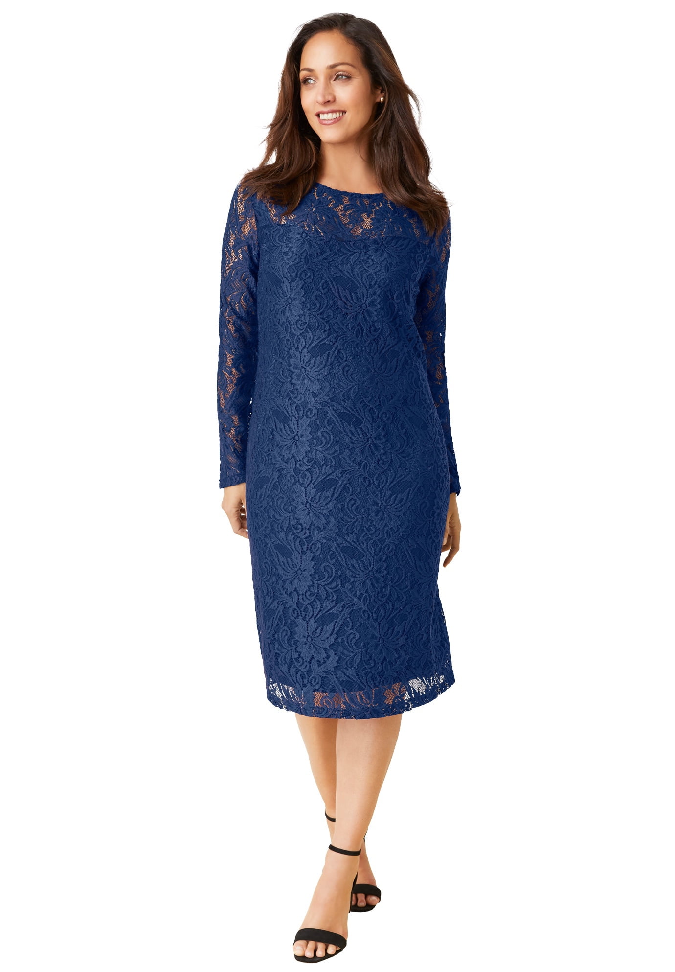 Jessica London Women's Plus Size Stretch Lace Shift Dress - Walmart.com