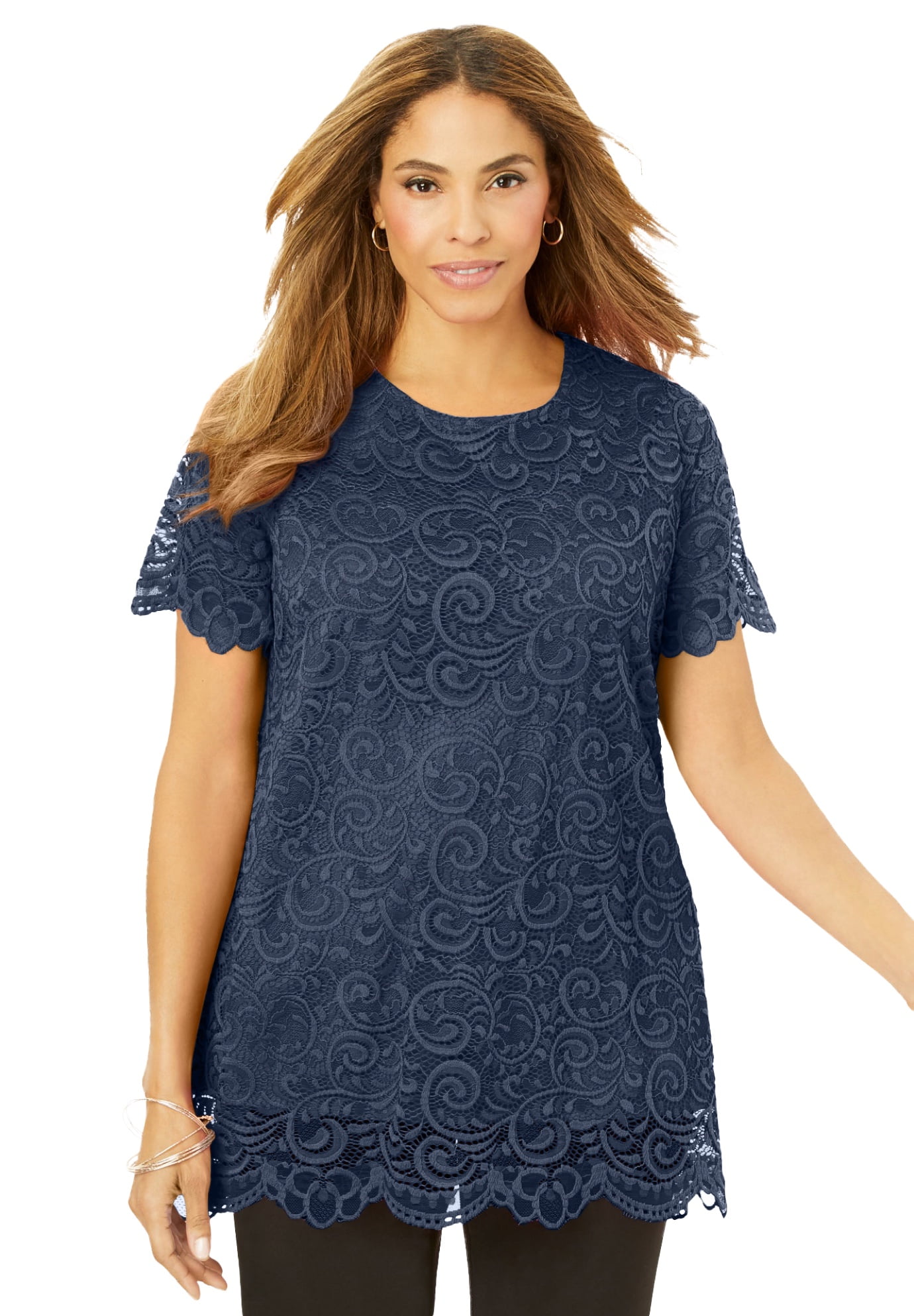 Jessica London Women's Plus Size Stretch Lace Tunic - Walmart.com