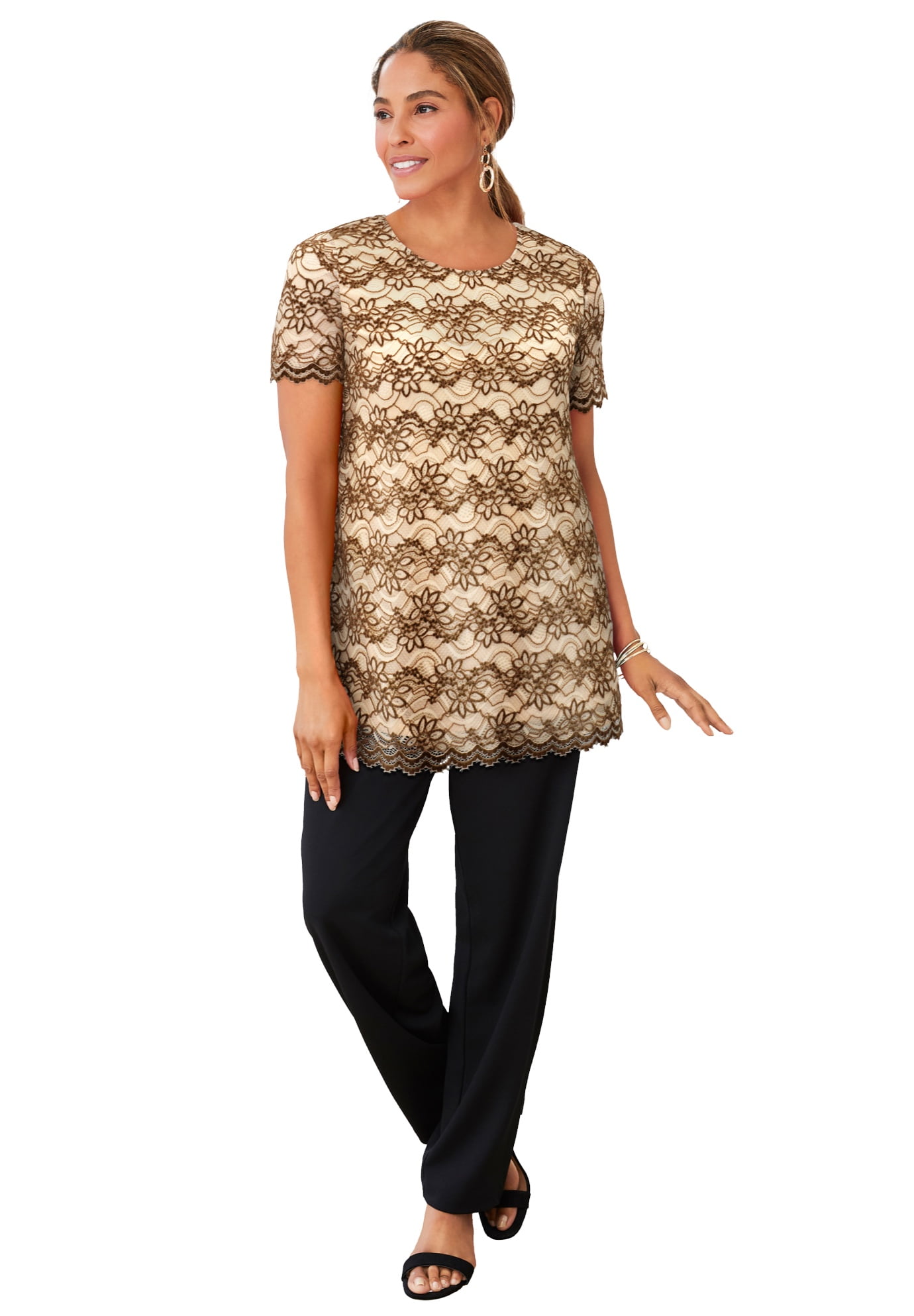 Jessica London Women's Plus Size Stretch Lace Tunic - Walmart.com