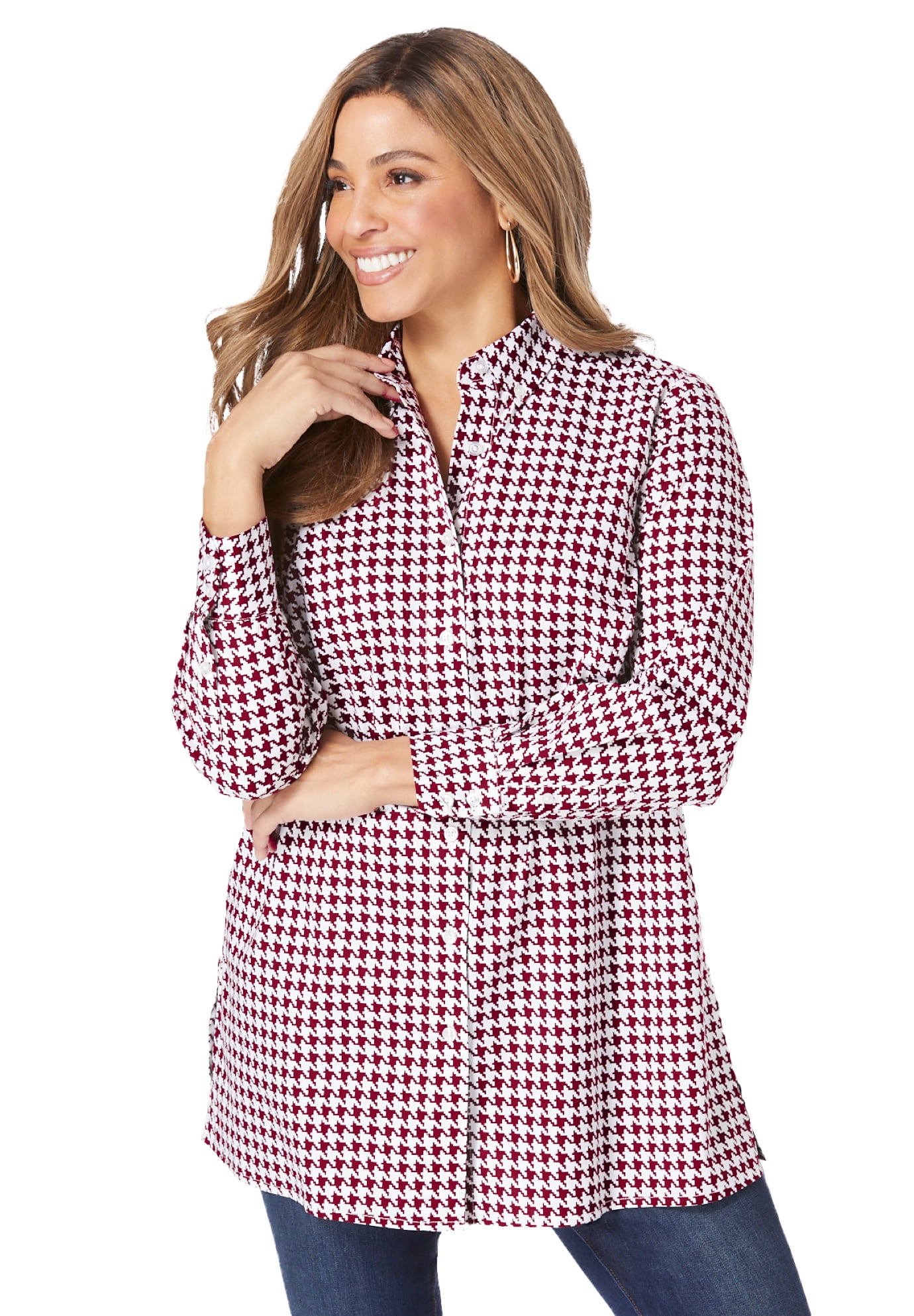 Jessica London Women's Plus Size Stretch Poplin Tunic - Walmart.com