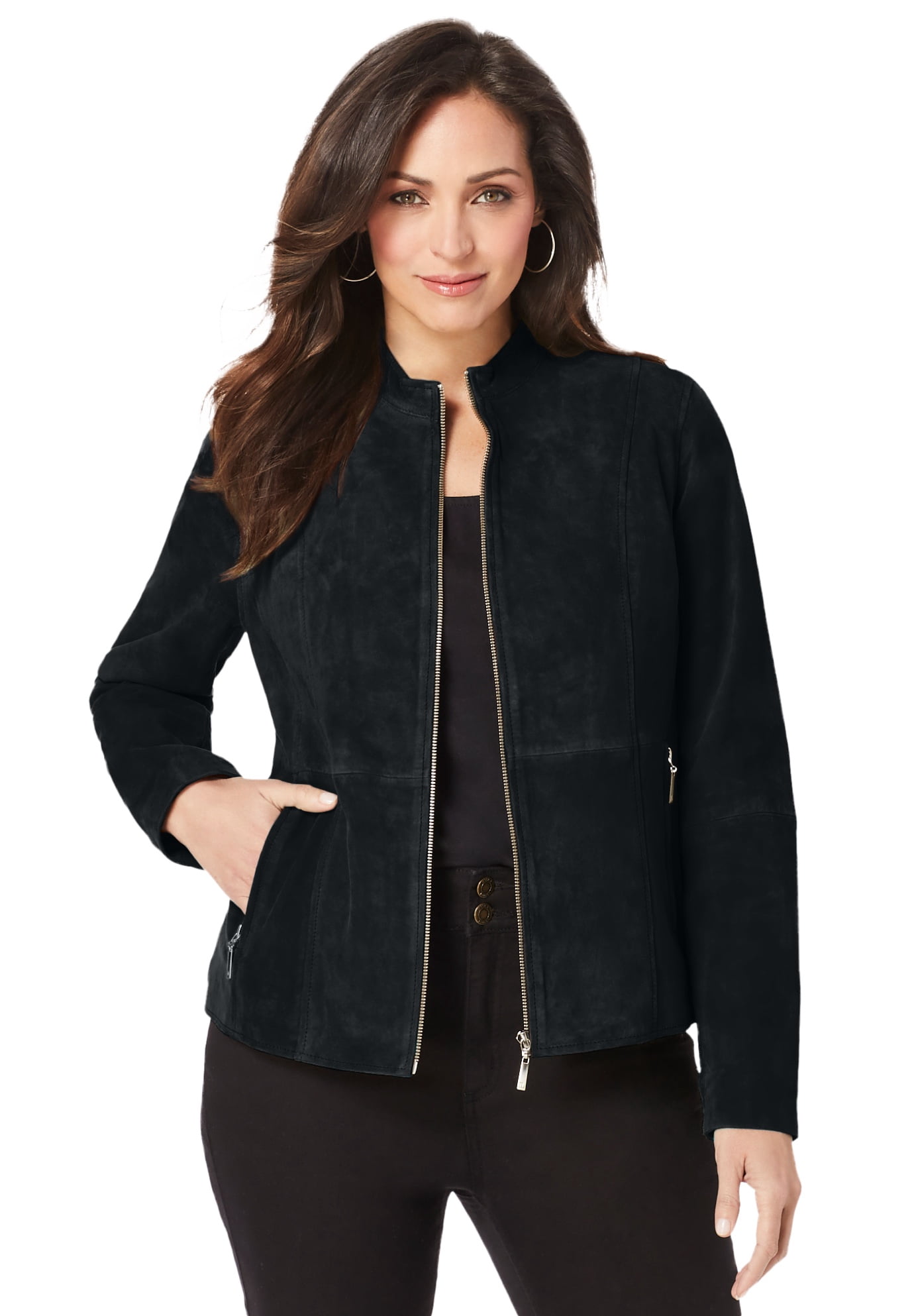 Jessica London Women's Plus Size Suede Zip-Front Jacket - Walmart.com