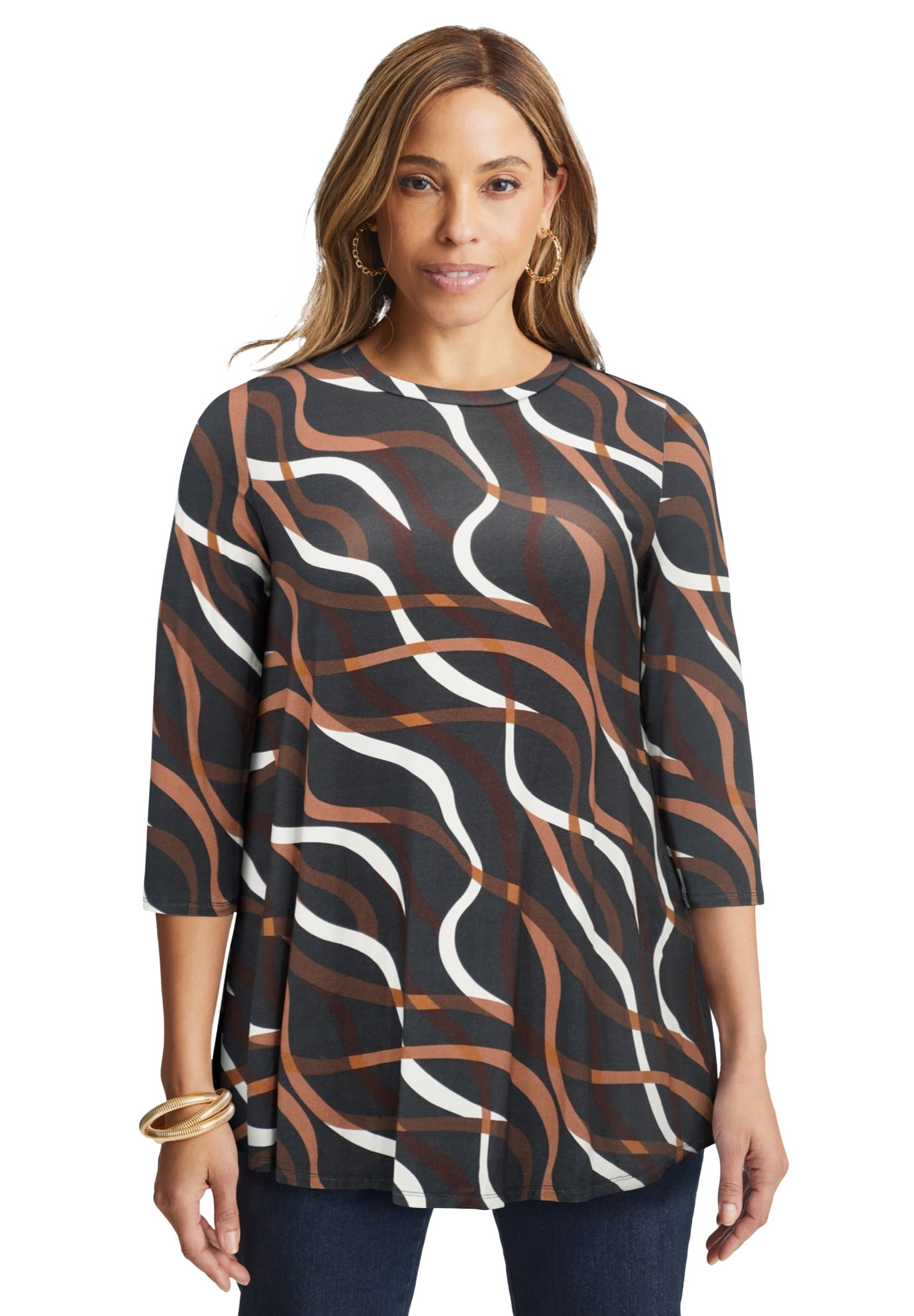 Jessica London Women's Plus Size Swing Tunic Oversized Long Blouse ...