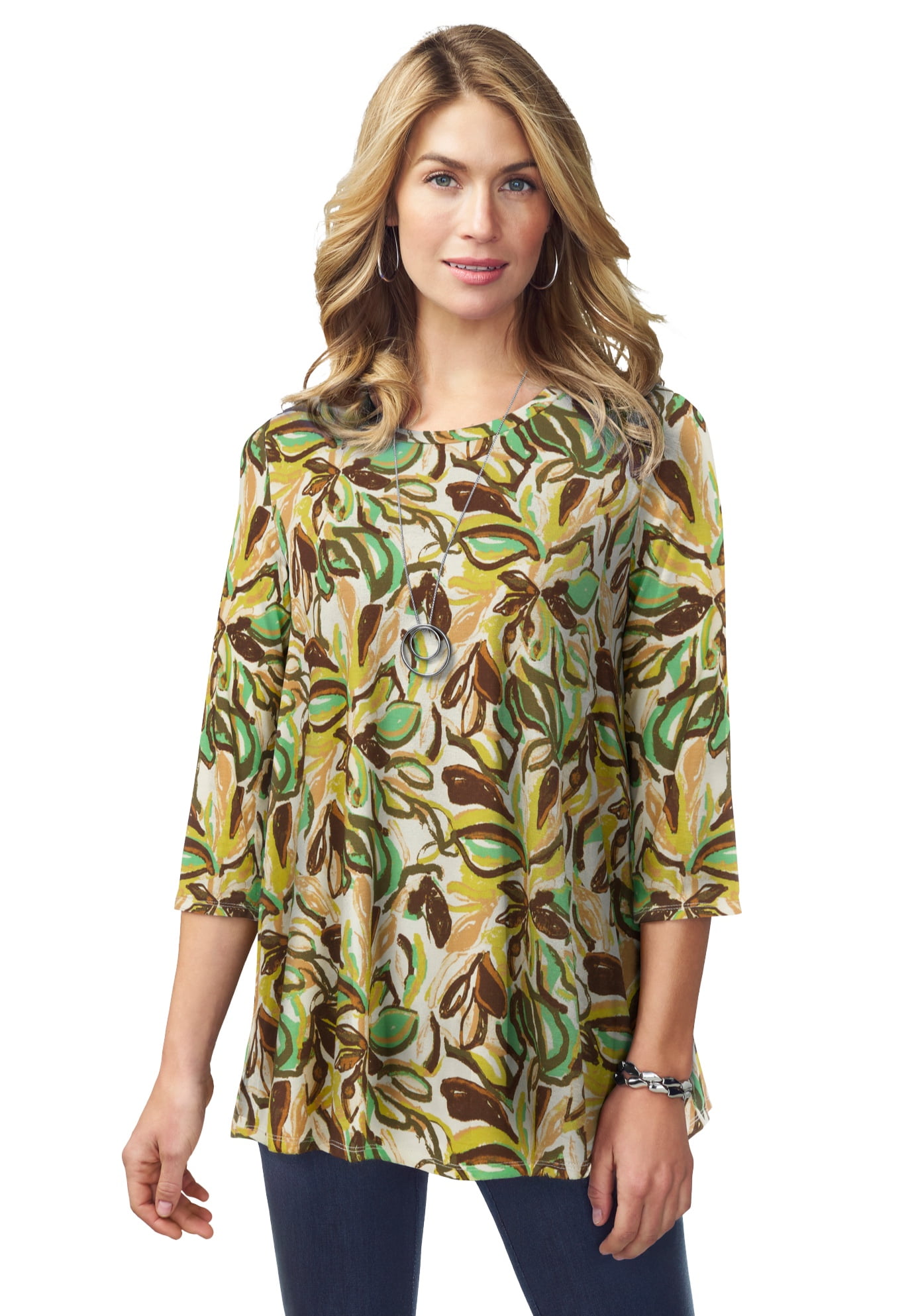 Jessica London Women's Plus Size Swing Tunic Oversized Long Blouse ...