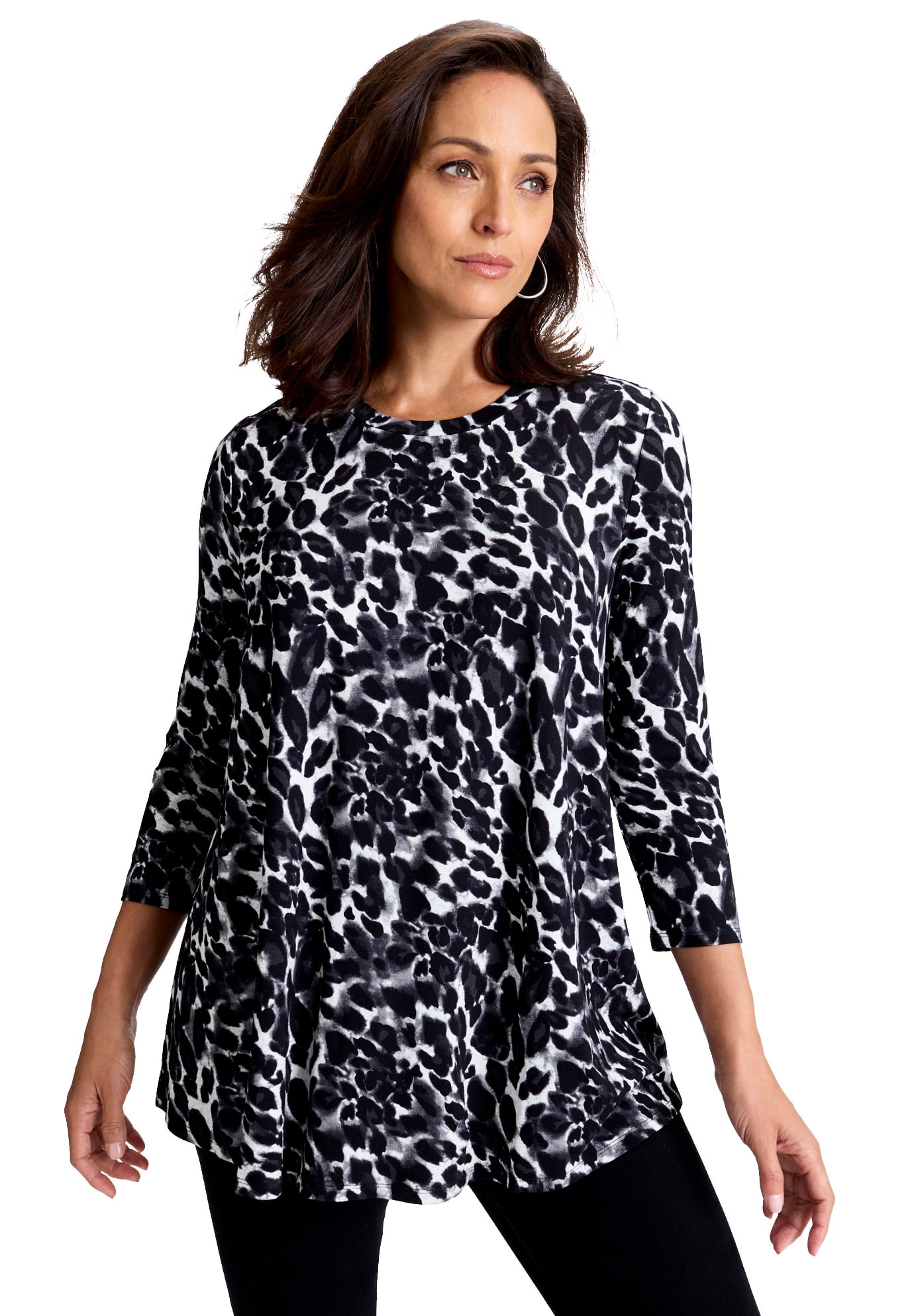 Jessica London Women's Plus Size Swing Tunic Oversized Long Blouse ...