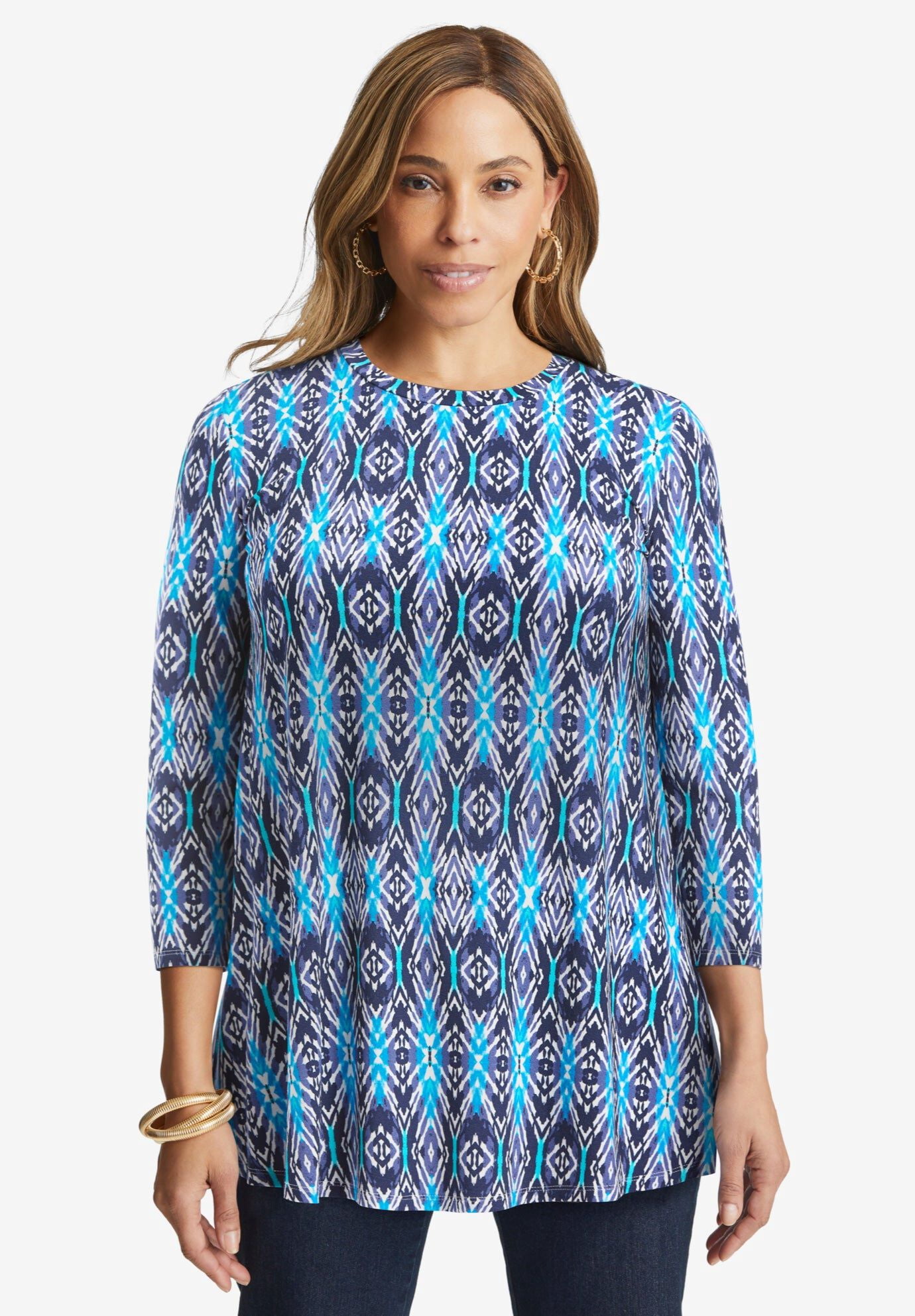 Jessica London Women's Plus Size Swing Tunic Oversized Long Blouse ...