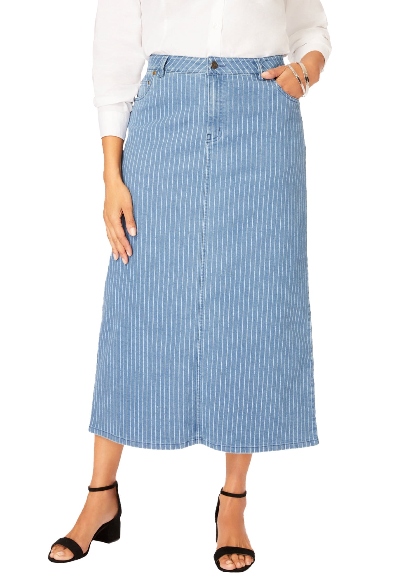 Jessica London Women's Plus Size True Fit Front Button Casual Denim ...