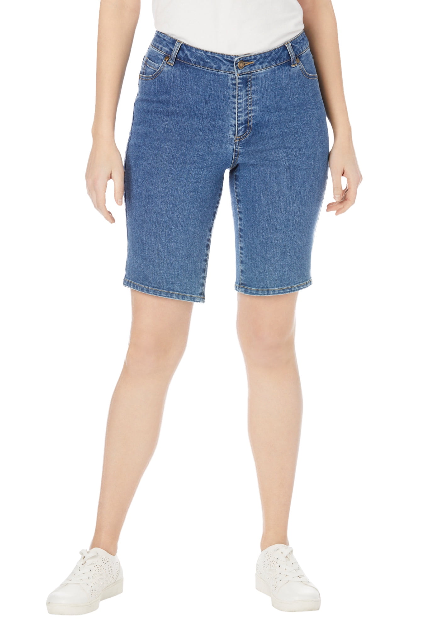 Jessica London Women's Plus Size True Fit Stretch Denim Bermuda Short ...