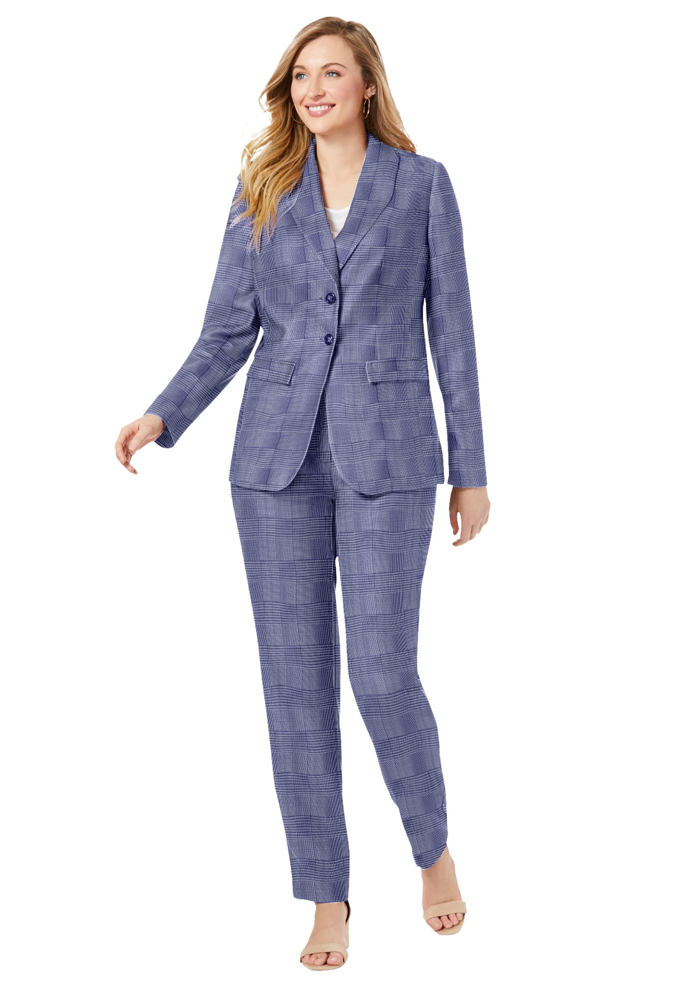 Jessica London Women's Plus Size Two Piece Single Breasted Pant Suit ...