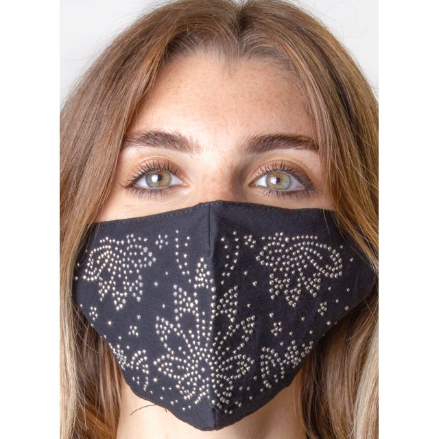 Jessica McClinktock 2 Piece Pack Face Mask Rhinestone/Solid - Walmart ...