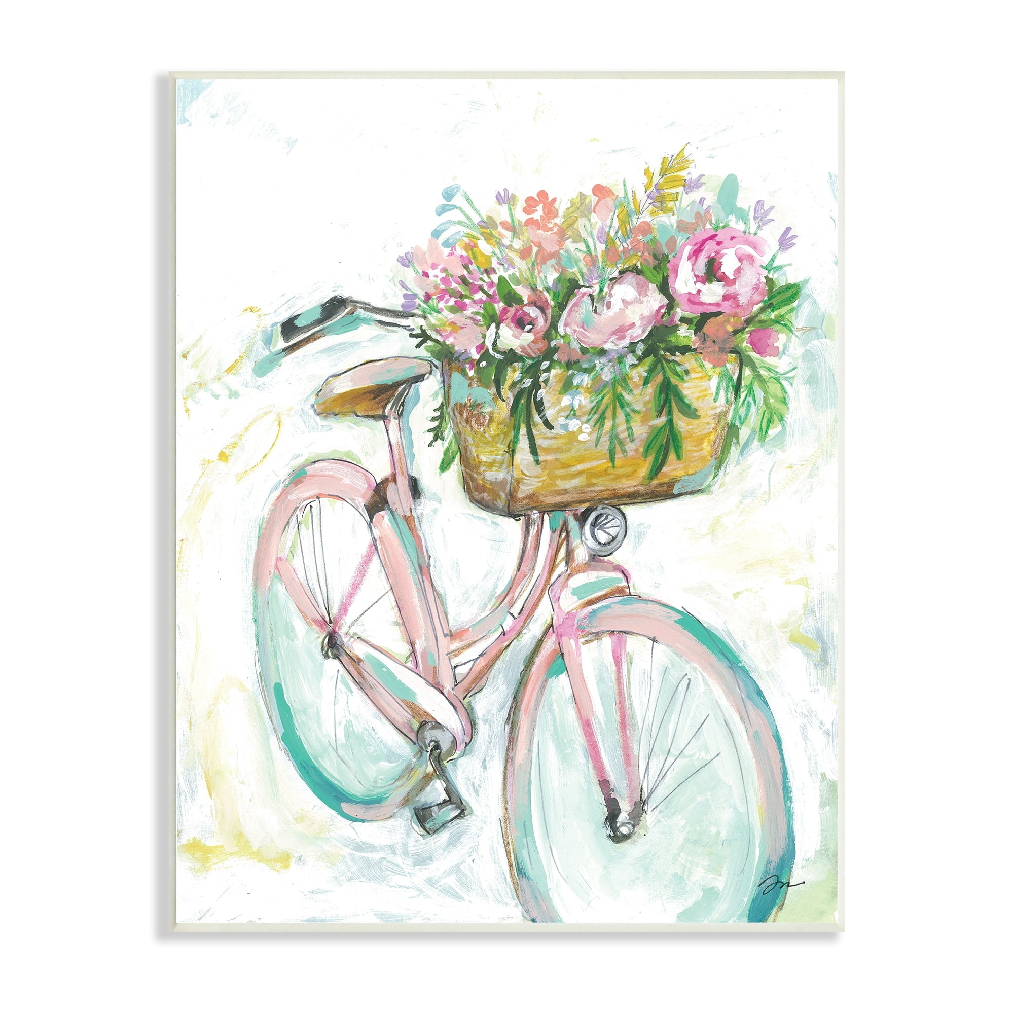 Jessica Mingo Parisian Retro Bike Spring Flower Basket Painting 10 in x ...