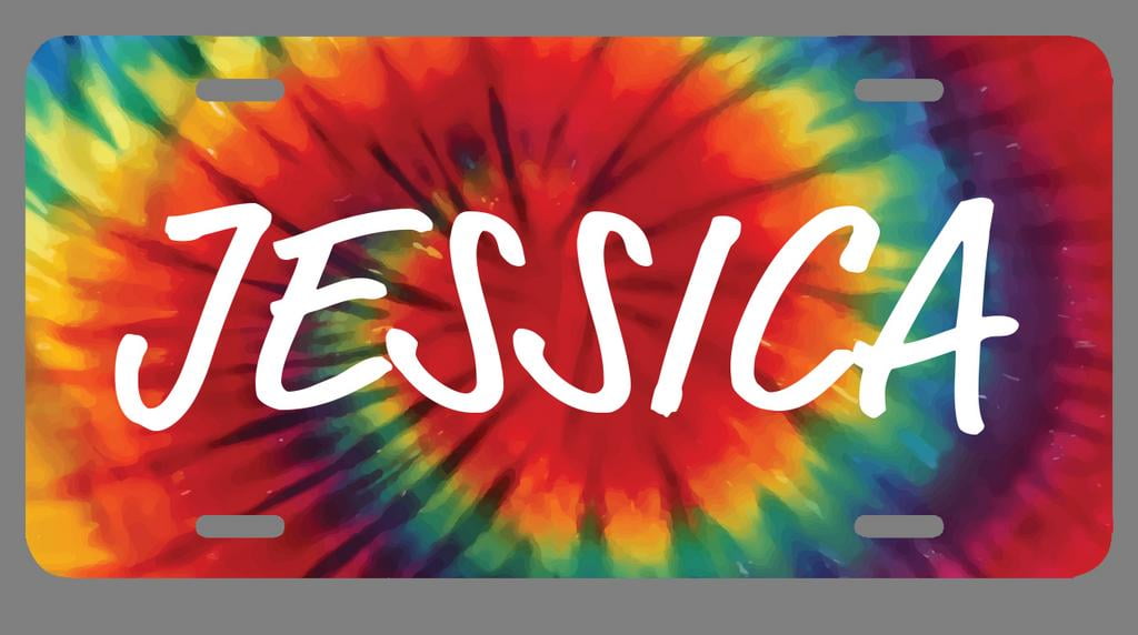 Jessica Name Tie Dye Style License Plate Tag Vanity Novelty Metal | UV ...