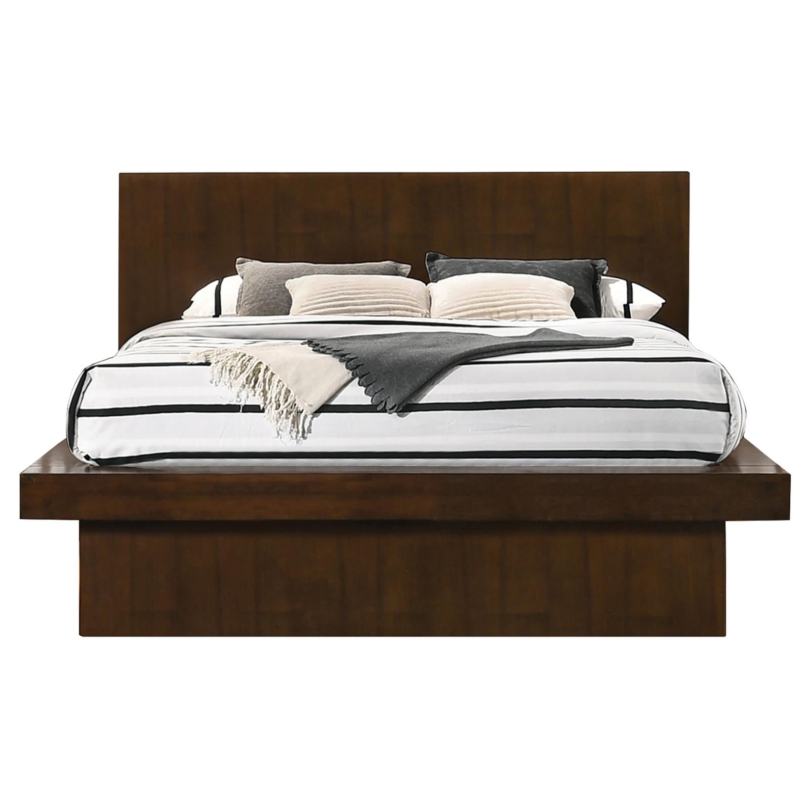 Jessica Queen Platform Bed with Rail Seating Cappuccino - Walmart.com