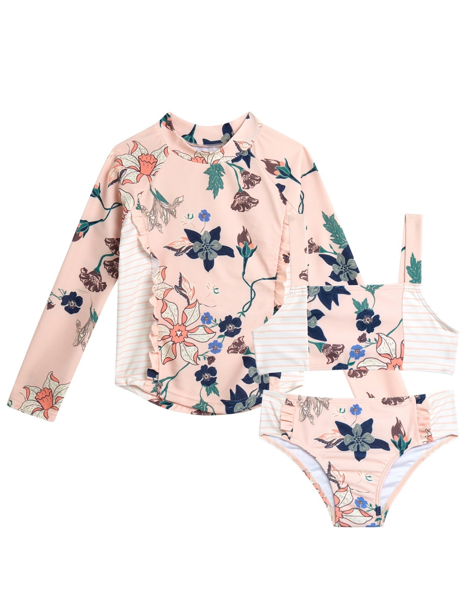 Jessica Simpson Toddler Girls’ Bikini and Rash Guard Swim Set with UV ...