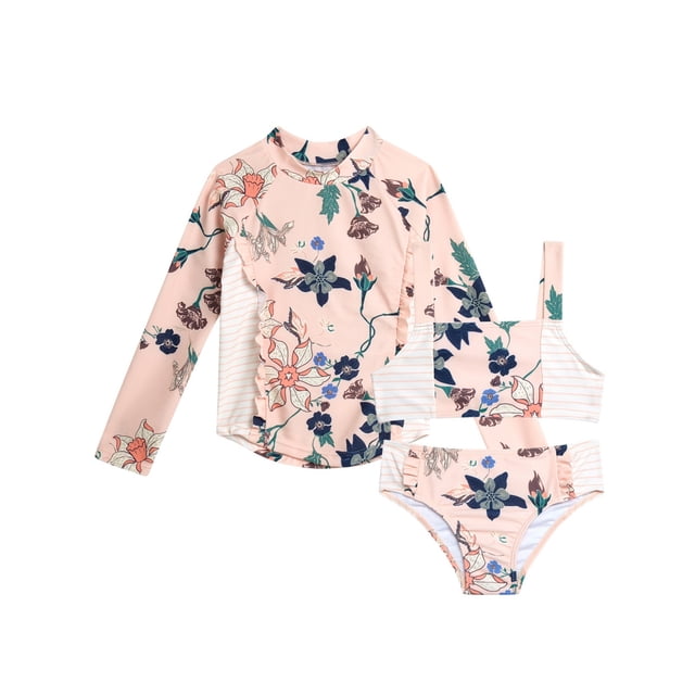 Jessica Simpson Toddler Girls’ Bikini and Rash Guard Swim Set with UV ...