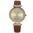 Jessica Simpson 36mm Gold Tone Crystal Accent Mettalized Bezel Brown ...