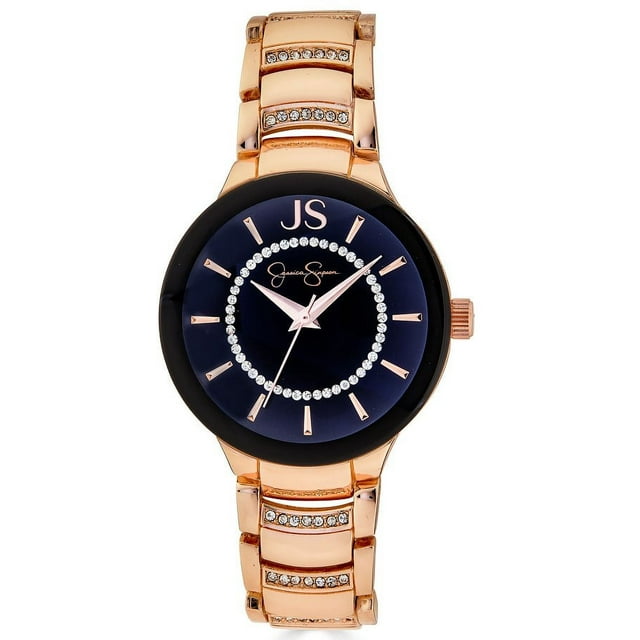 Jessica Simpson 36mm Rose Gold Tone Mettalized Edge To Edge Glass Bezel ...