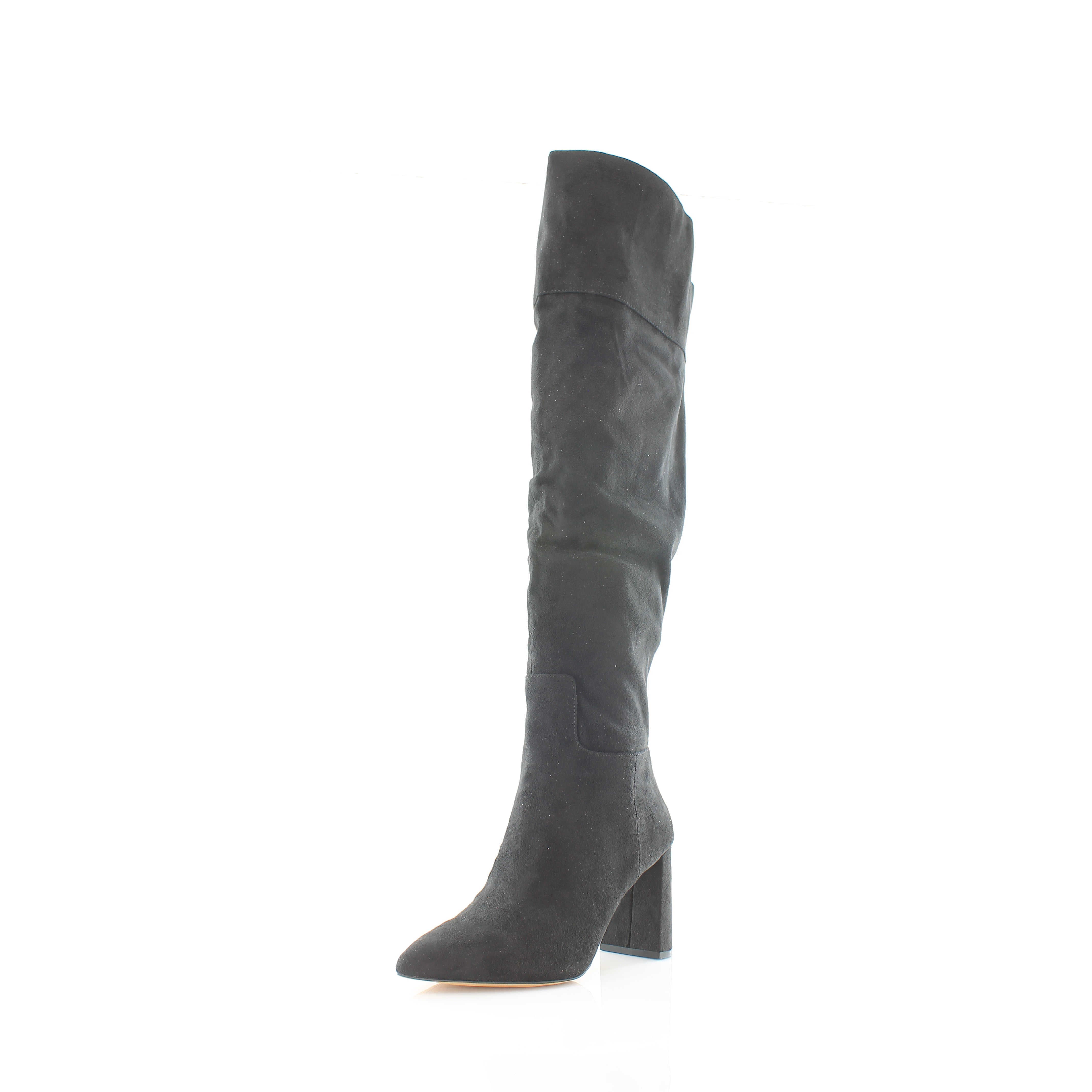 Jessica Simpson Akemi Black Faux Suede Knee High Side Zipper Block Heel ...