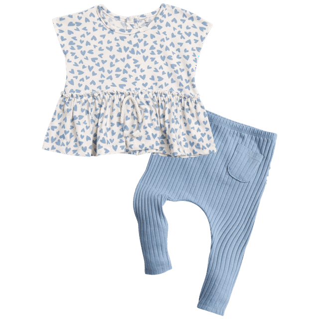 Jessica Simpson Baby Girls' Pants Set - 2 Piece Ruffle Bottom Blouse ...