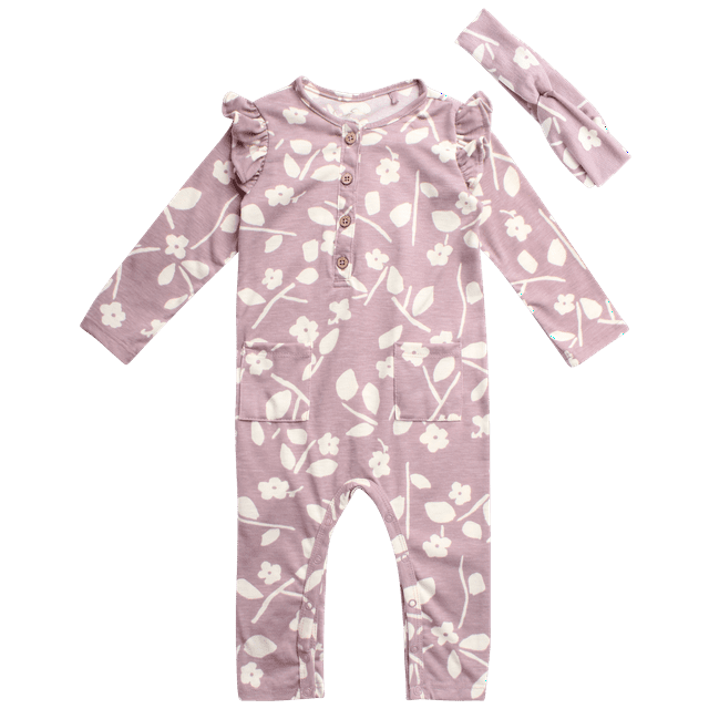 Jessica Simpson Baby Girls' Romper - One Piece Romper Jumpsuit with Hat ...