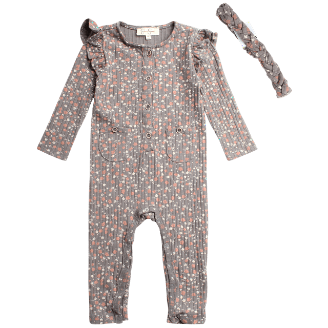 Jessica Simpson Baby Girls' Romper - One Piece Romper Jumpsuit with Hat ...