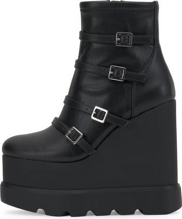 Jessica Simpson Chaela Black Multi Buckle Vamp Straps Wedge Heel ...