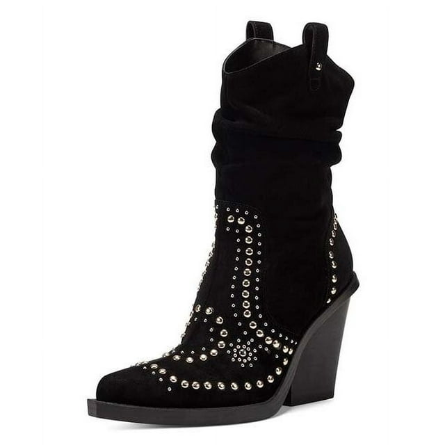 Jessica Simpson Cowboy Larna Black Studded Pull On Pointed Toe Western ...