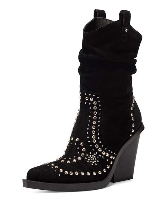 Jessica Simpson Cowboy Larna Black Studded Pull On Pointed Toe Western ...