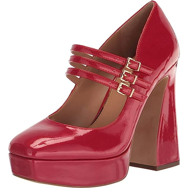 Jessica Simpson Darena Richest Red Buckle Straps Block High Heel ...