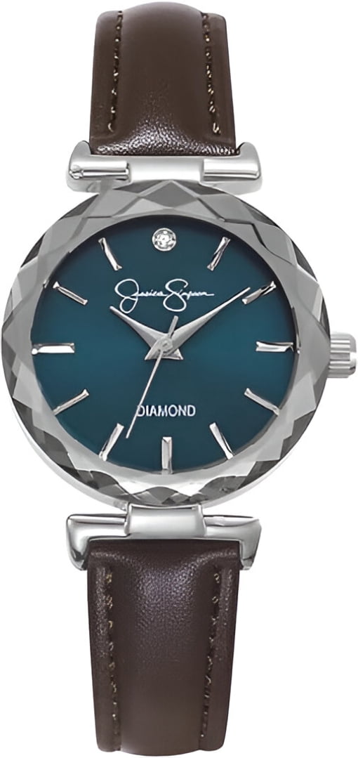 Jessica Simpson Diamond Collection Women Watch, Classic Quartz, Leather ...