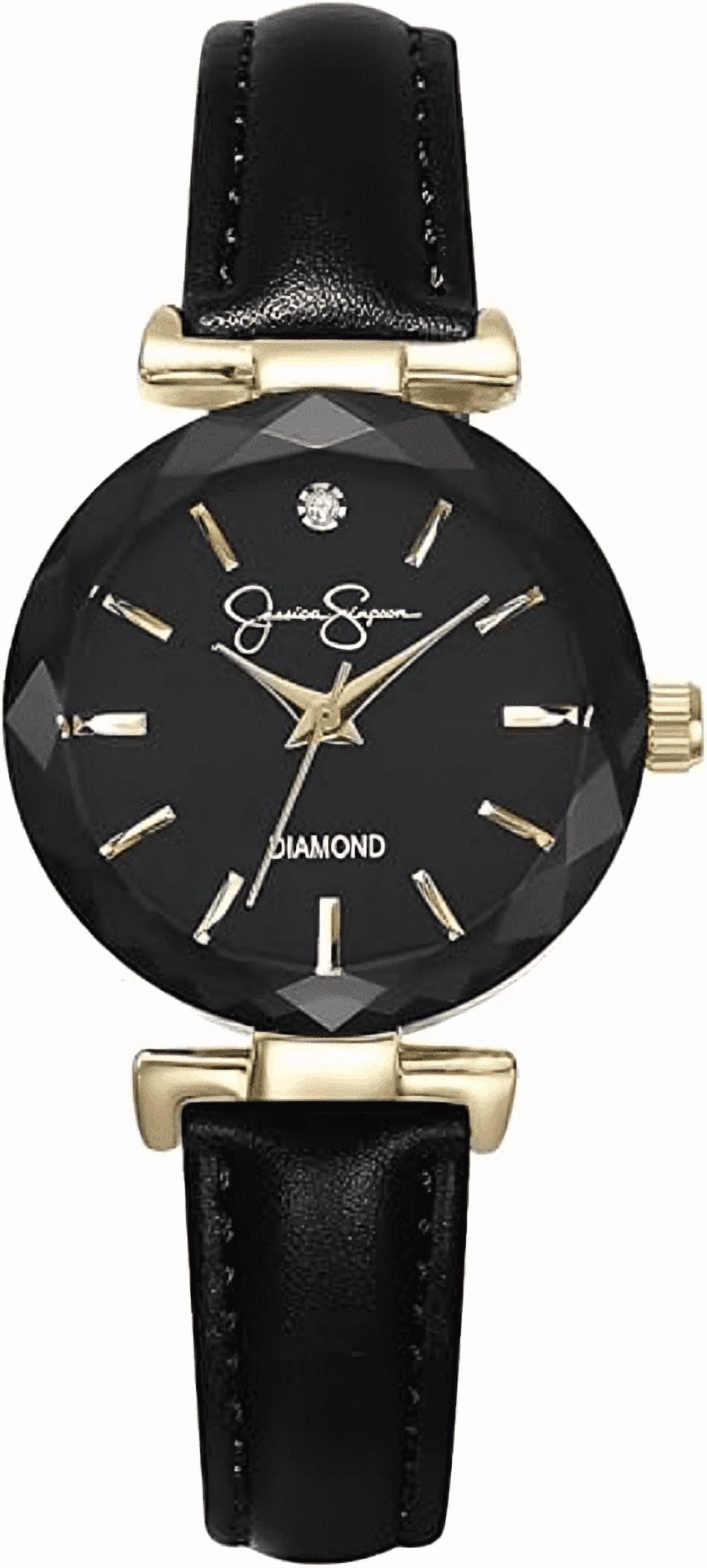 Jessica Simpson Diamond Collection Women Watch, Classic Quartz, Leather ...