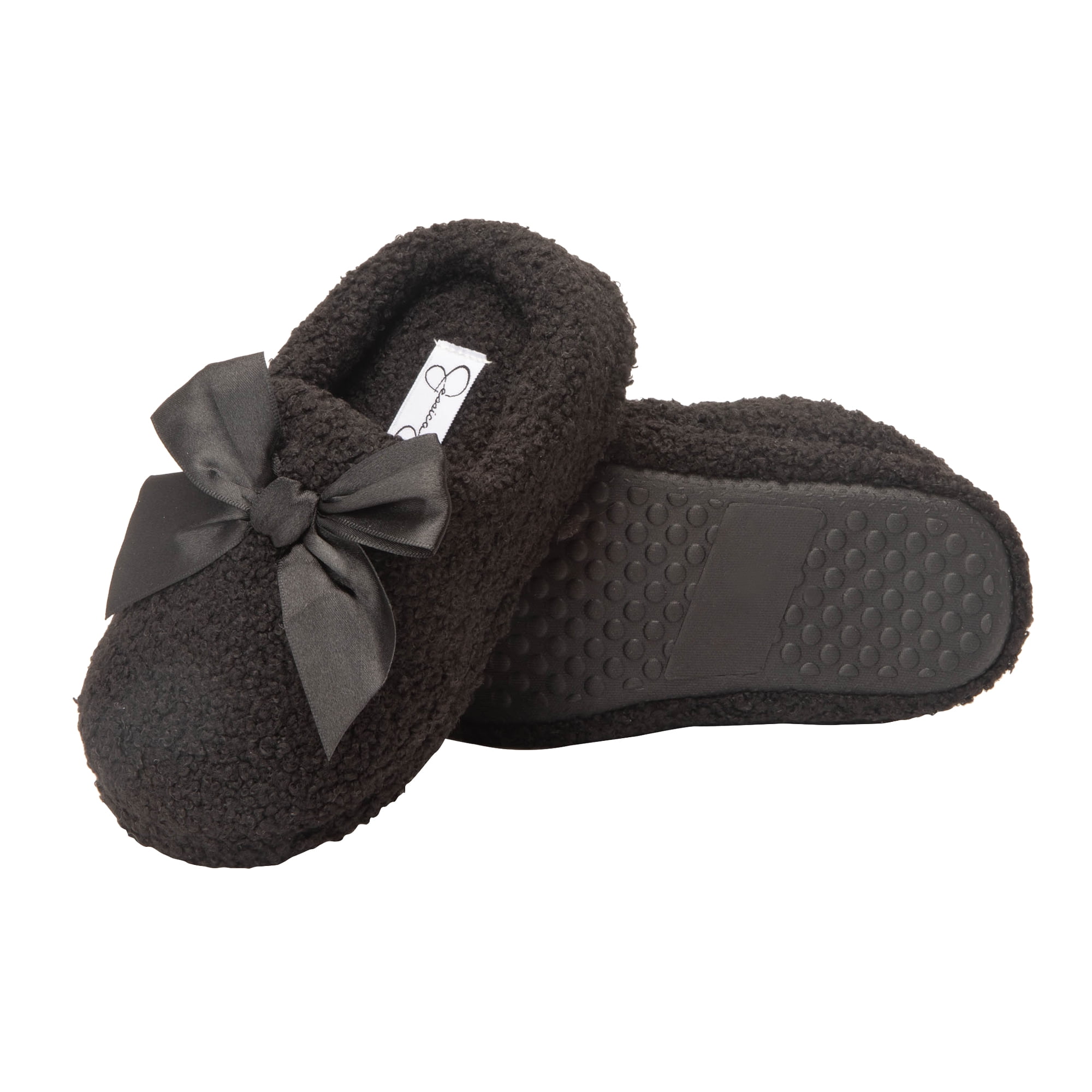 Jessica Simpson Girl's Fluffy Sherpa Clog Slippers with Satin Bow ...
