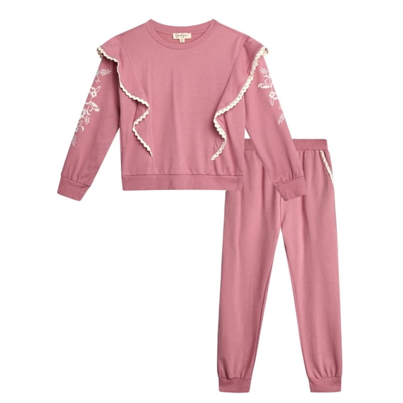 Jessica Simpson Girls' 2-Piece French Terry Joggers Set Outfit, Sizes 4 ...