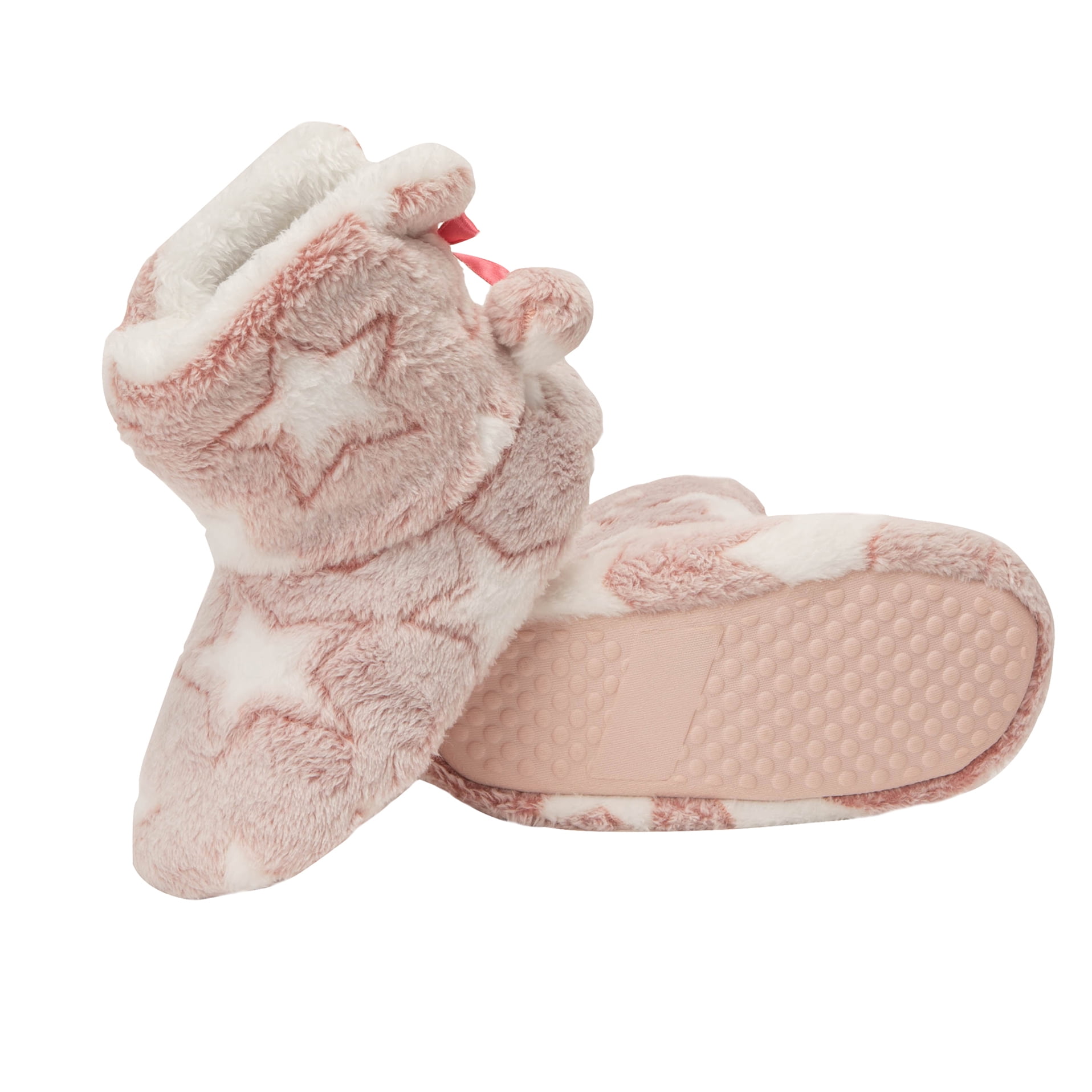 Jessica Simpson Girls Fuzzy Comfy Plush Memory Foam Star Booties Anti ...