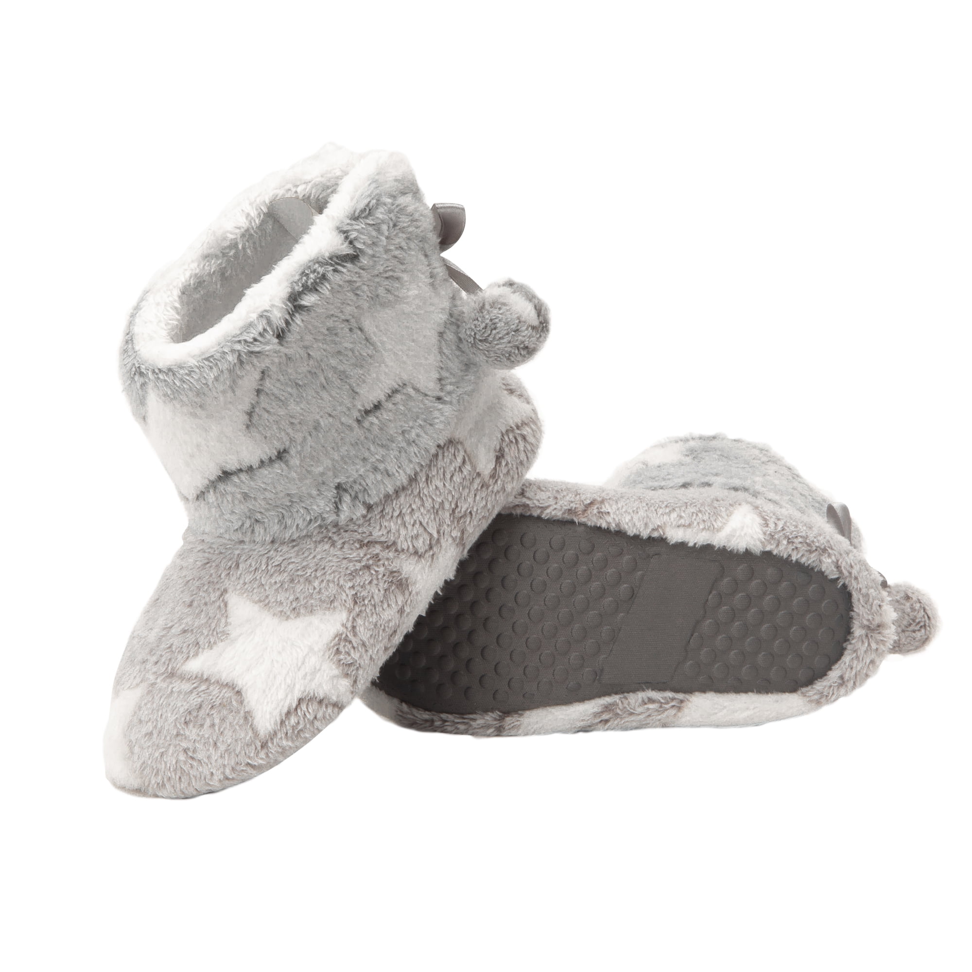 Jessica Simpson Girls Fuzzy Comfy Plush Memory Foam Star Booties Anti ...