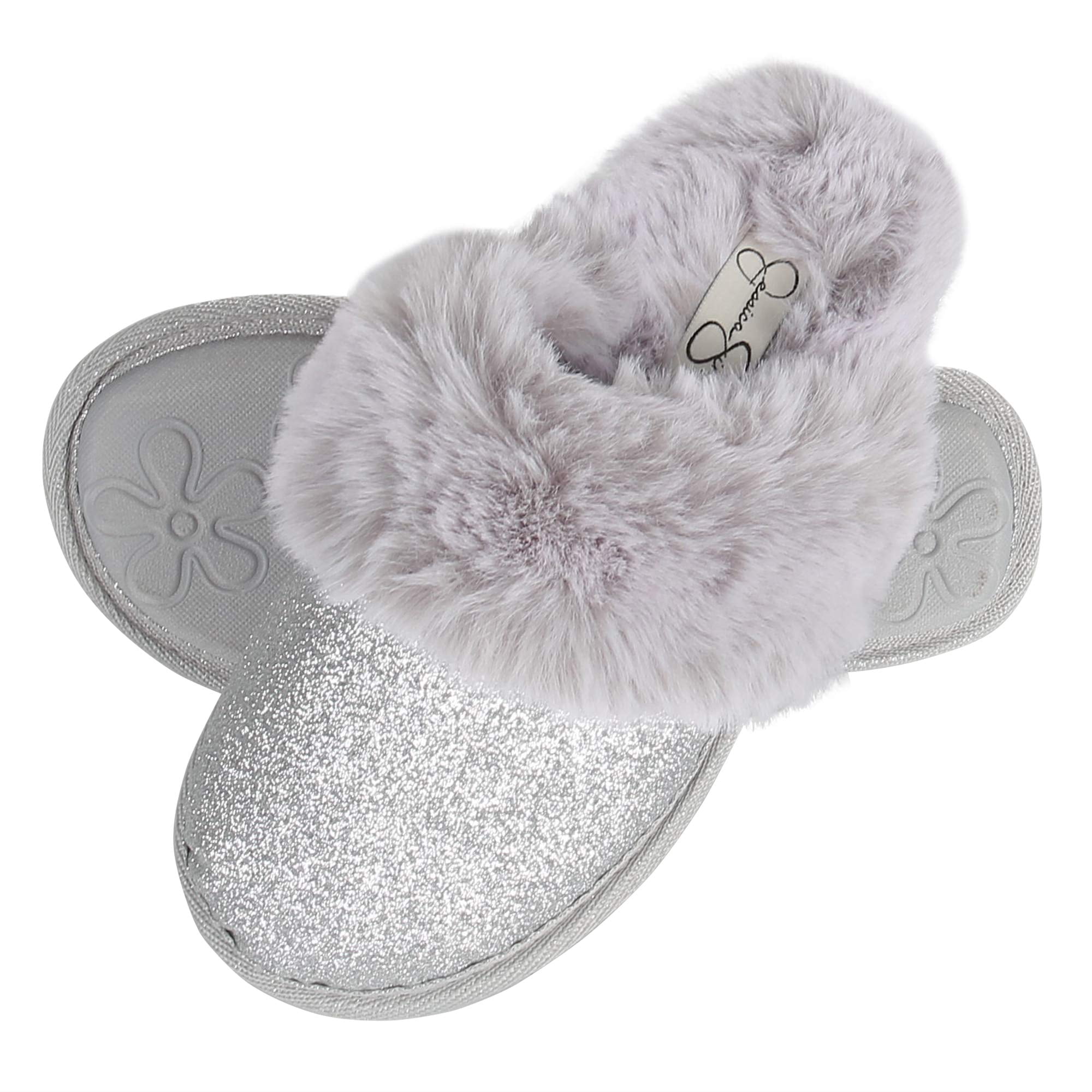 Jessica Simpson Girls Plush Slip on House Slippers With Memory Foam ...