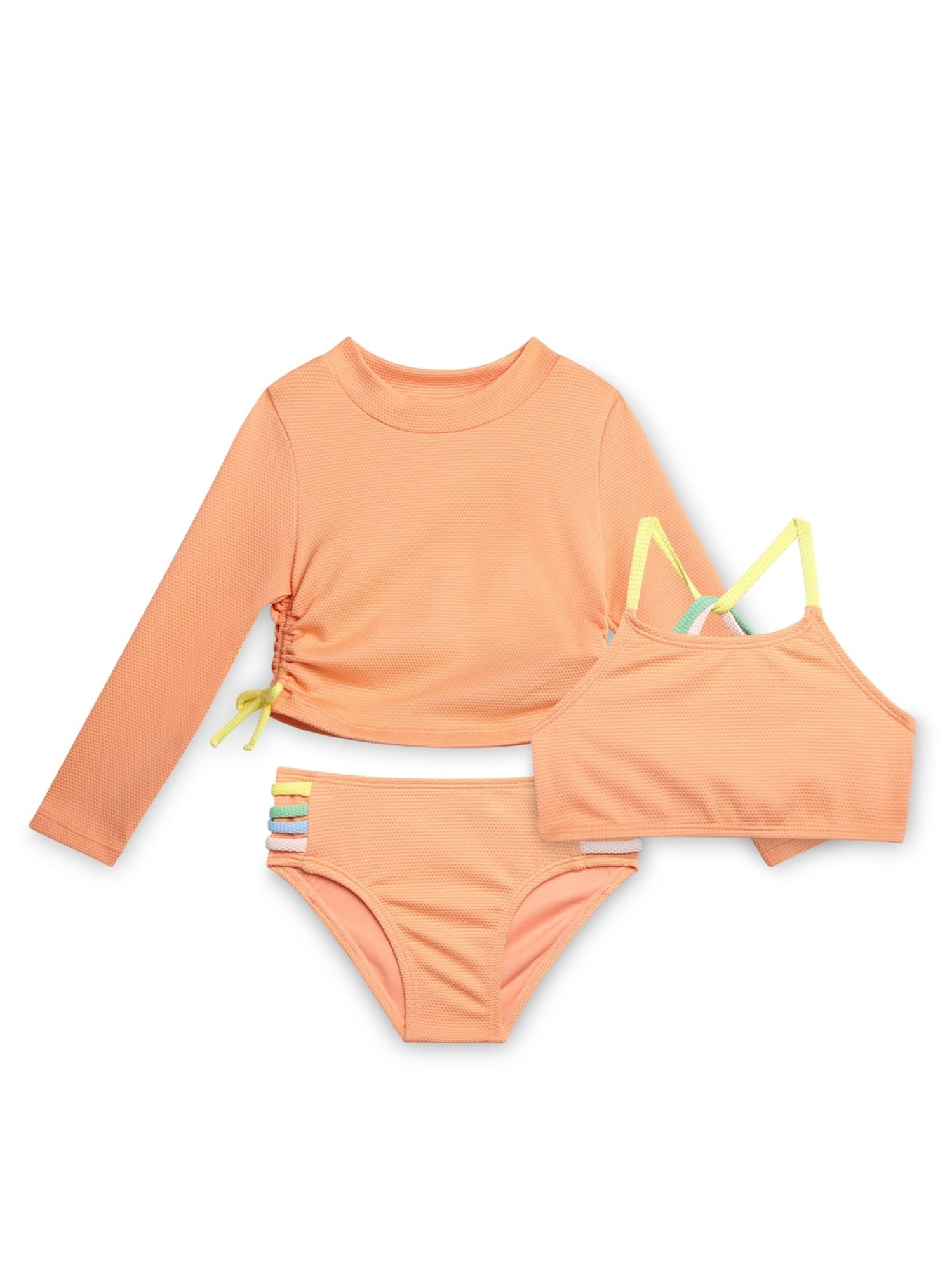 Jessica Simpson Girls' Three-piece Bikini Swimsuit Set with Rashguard ...