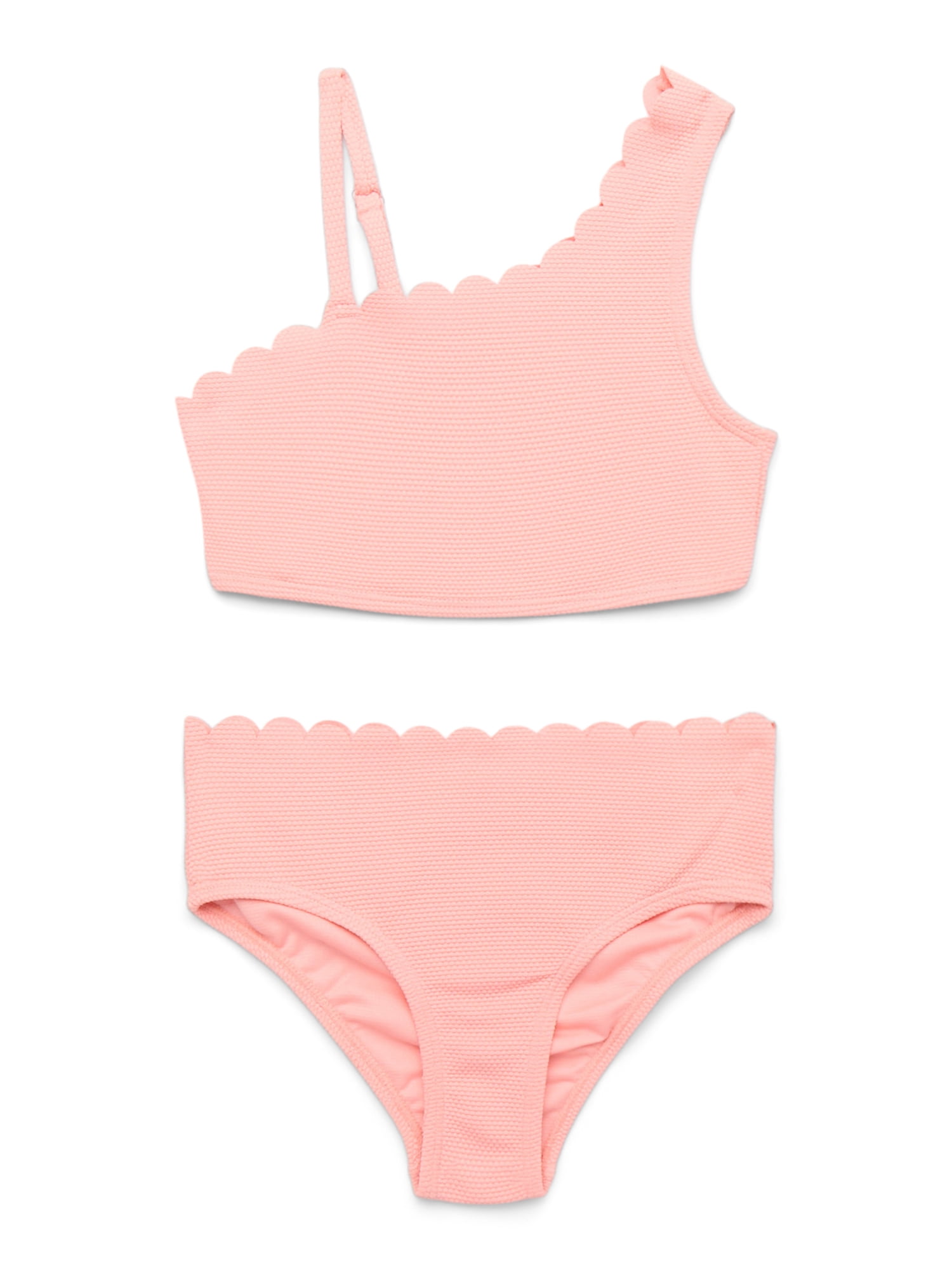 Jessica Simpson Girls Asymmetric Scalloped Swimsuit Set, 2-Piece, Sizes ...