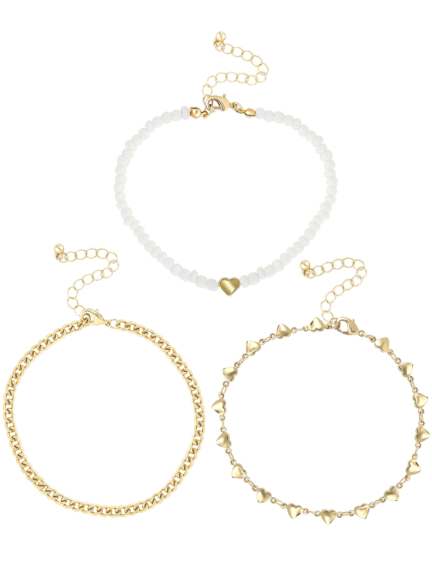Jessica Simpson Women's Heart Anklet Set, 3 Pieces - Walmart.com
