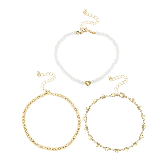 Jessica Simpson Women's Heart Anklet Set, 3 Pieces - Walmart.com