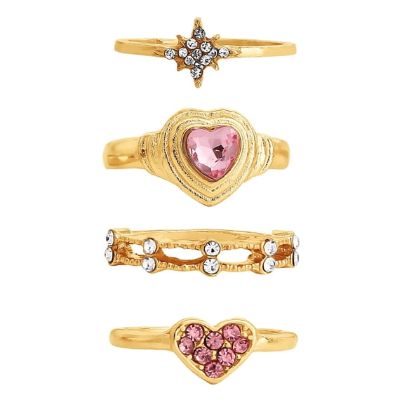 Jessica Simpson Women's Heart Rhinestone Ring Set, 5-Piece - Walmart.com