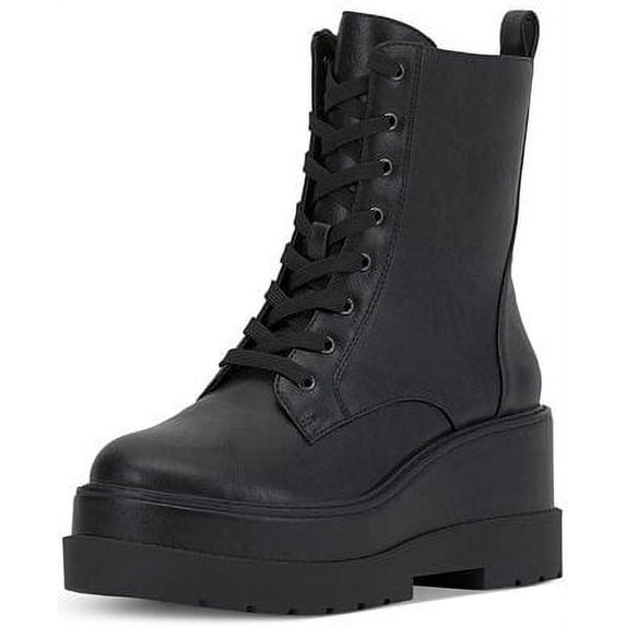 Jessica Simpson Imelda Black Rounded Toe Side Zip Lace Up Combat ...