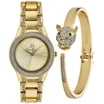 Jessica Simpson Ladies 34mm Gold Tone Crystal Accent Double Arm Bangle ...